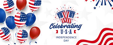 맥주와 불꽃 놀이와 간단한 축하 미국 독립 기념일 디자인 빨간색에 파란색 그리고 배경에 스타 버스트와 색종이와 미국 풍선 그룹 7월 4일에 대한 스톡 벡터 아트 및 기타