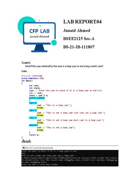 Computer Fundamentals Lab Report4 Pdf Computer Programming