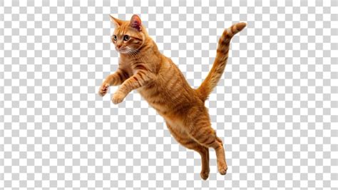 Кошачий прыжок изолирован на прозрачном фоне Премиум Ai сгенерированный Psd