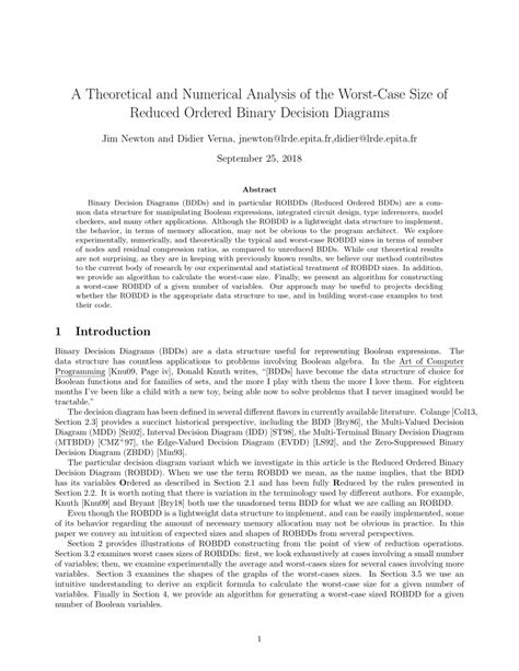 Pdf A Theoretical And Numerical Analysis Of The Worst Case Size Of Reduced Ordered Binary
