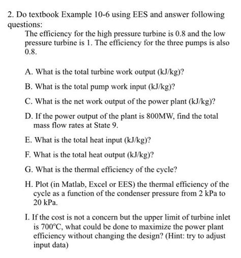 Solved Do Textbook Example 10 6 Using Ees And Answer