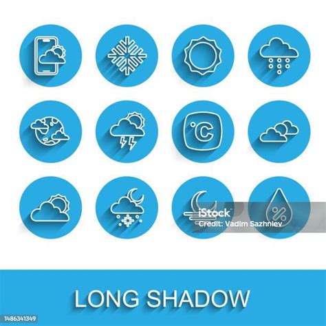 선 태양과 구름 날씨 눈 태양이 있는 구름 일기 예보 일몰 물방울 비율 폭풍 및 섭씨 아이콘을 설정합니다 벡터 Gui 위젯에 대한 스톡 벡터 아트 및 기타 이미지 Istock