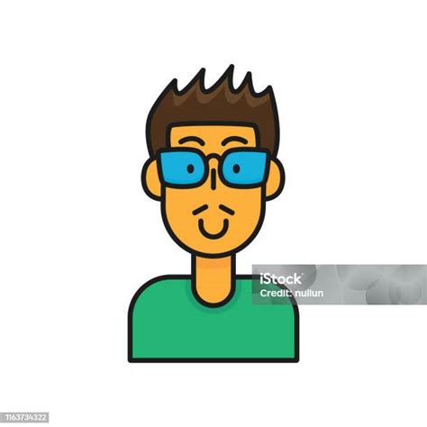 만화 일러스트 남자 캐릭터 착용 안경 과 녹색 셔츠 아바타 프로필 아이콘 남성에 대한 스톡 벡터 아트 및 기타 이미지 남성 남자 녹색 Istock