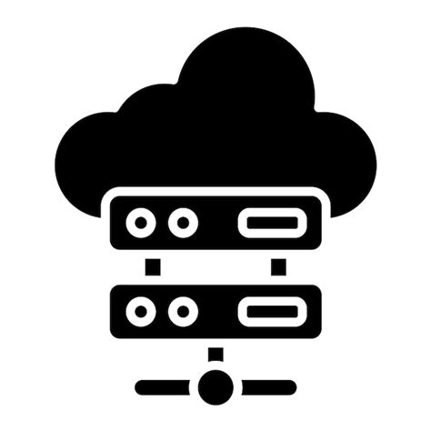Premium Vector Cloud Computing Glyph Solid Black Illustration