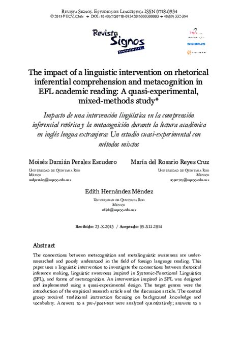 Pdf Linguistic Intervention Effects On Efl Reading Comprehension