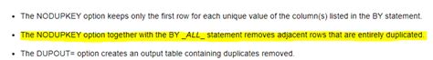 Solved Nodupkey And By All With Adjacent Confusion Sas Support