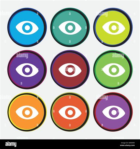 Sixth Sense The Eye Icon Sign Nine Multi Colored Round Buttons Vector Stock Vector Image
