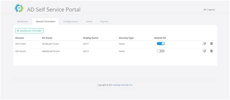 Active Directory Self Service Management Tool Hosting Controller