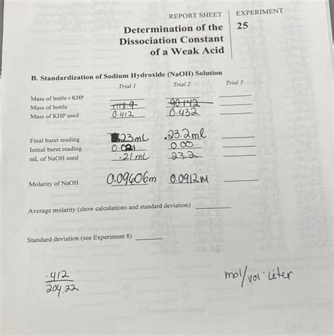 Solved R Standardization Of Sodium Hydroxide Naoh Solution