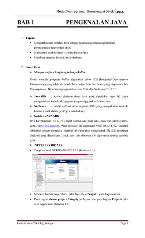 Modul Praktikum Java Pemrograman Berorientasi Objek Pdf