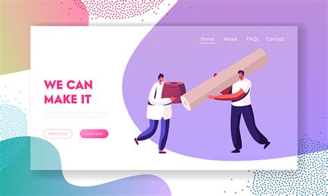 섬유 공장 제조 산업 웹 사이트 방문 페이지 근로자는 거대한 스레드 릴과 보빈을 천 웹 페이지 배너 를 만들기위한 기계 부서로 운반합니다 만화 플랫 벡터 일러스트 개념에