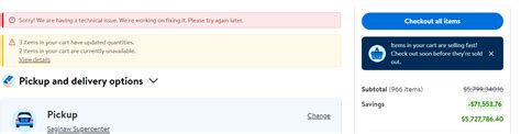 says theres a technical issue and wont let me add anything to cart how