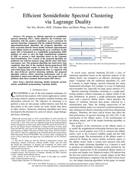Pdf Efficient Semidefinite Spectral Clustering Via Lagrange Duality