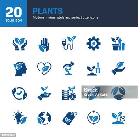단색 아이콘을 심습니다 환경 지속 가능 잎 심기 입체 아이콘 컬렉션을 포함합니다 벡터 일러스트 레이 션입니다 웹사이트 디자인 로고 앱 템플릿 Ui 등 잎에 대한 스톡 벡터