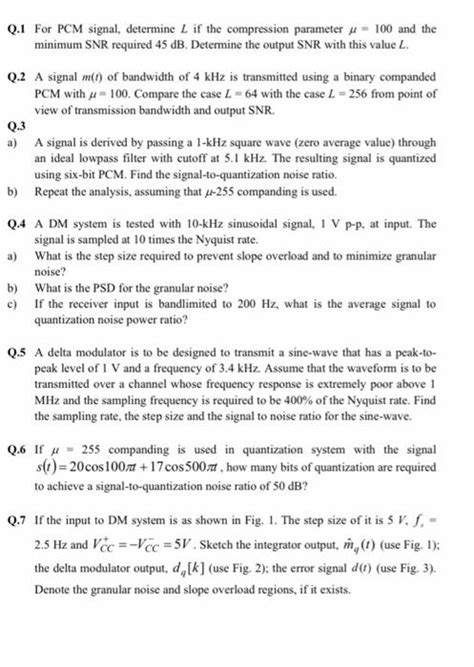 q 1 for pcm signal determine l if the compression