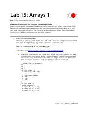 Lab Arrays Pdf Lab Arrays Due Friday November At PM Discussion Is