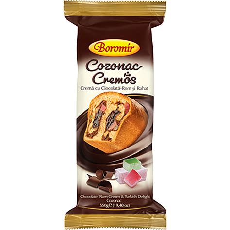 Cozonac Cremos Cu Ciocolata Rom Si Rahat 550 G Boromir Emagro
