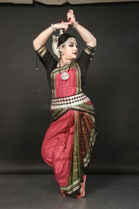 Woman Performing Odissi Dance In Colorful Costume Indian Classical Dance Forms Stock Image