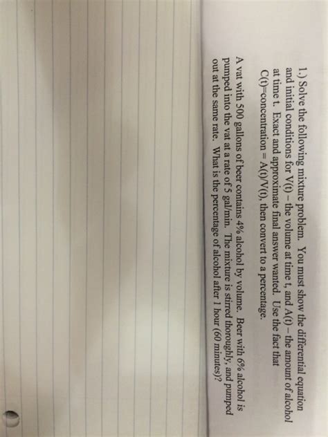 Solved Solve The Following Mixture Problem You Must Show Chegg
