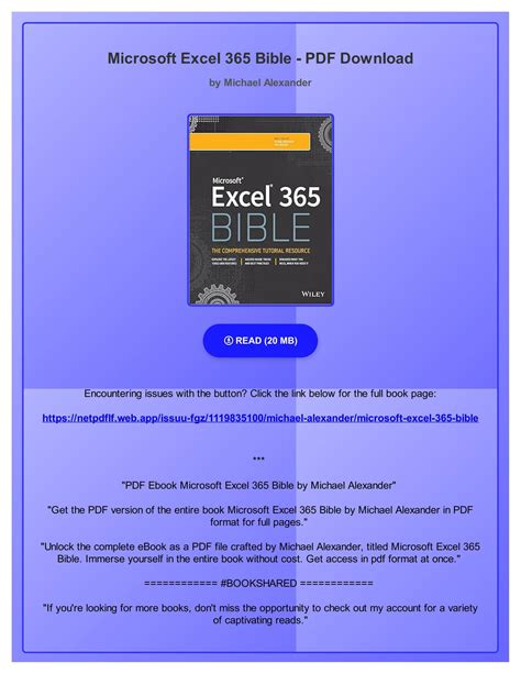 Pdf Ebook Microsoft Excel 365 Bible By Michael Alexander By