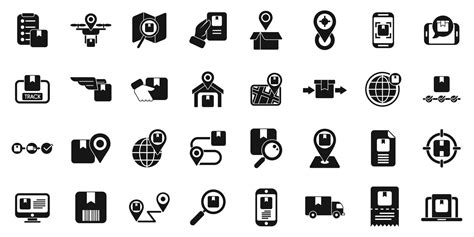 Parcel Tracking Icons Set Simple Vector Ship Logistic 21502650 Vector Art At Vecteezy