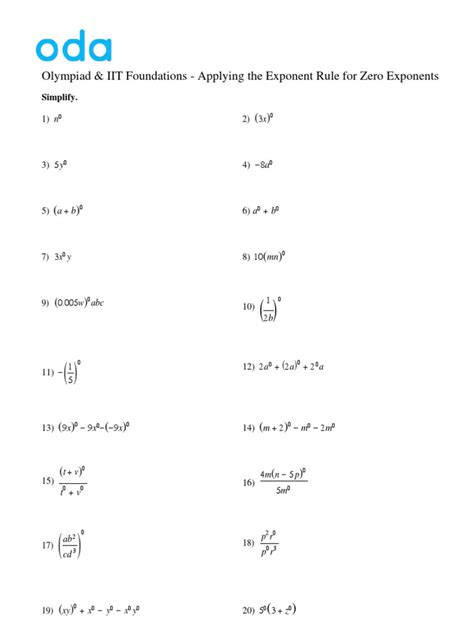 Olympiad And Iit Foundations Exponent Rule For Zero Exponents And Negative