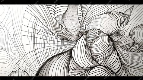 Premium Photo Abstract Black And White Line Art Illustration