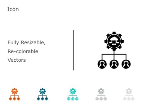 Black And White Hierarchical Cloud Gear Icon Set Presentation Template