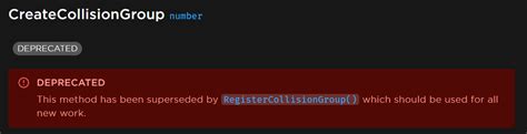 Getcollisiongroupname And Setpartcollisiongroup And Createcollisiongroup Is Deprecated Scripting