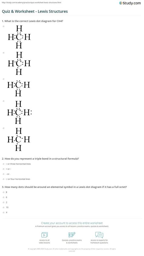 Lewis Structure Practice Worksheet Quiz Worksheet Lewis Structures Practices Worksheets