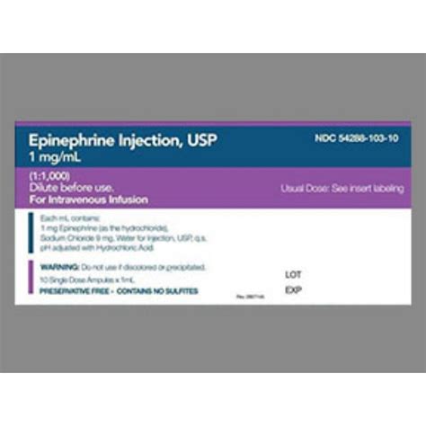 Epinephrine Amp 1mgml 1ml Pipeline Medical