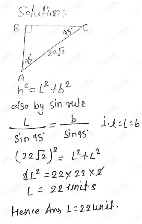 Solved The Hypotenuse Of A 45° 45° 90° Triangle Measures What Is The Length Of One Leg Of The