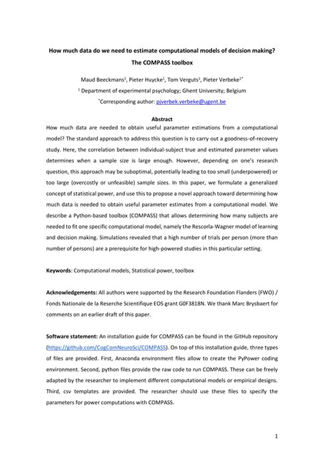Pdf How Much Data Do We Need To Estimate Computational Models Of