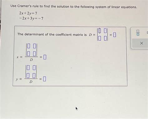 solved use cramer s rule to find the solution to the