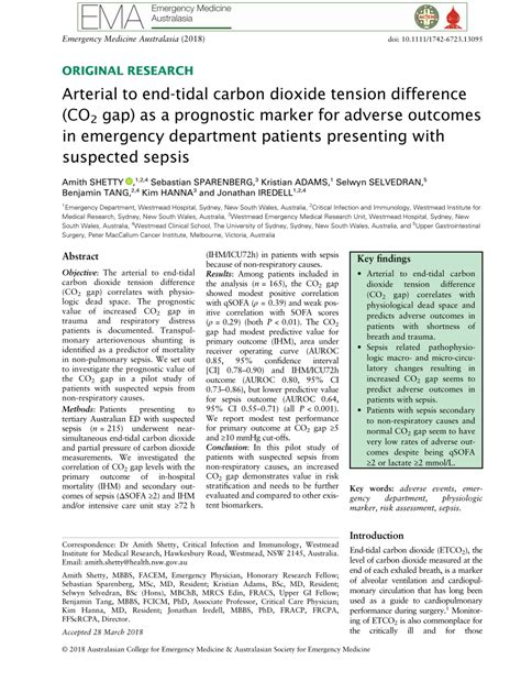 Pdf Arterial To End Tidal Carbon Dioxide Tension Difference