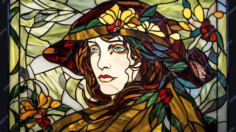 Premium Photo Stained Glass Artwork Creative Digital Illustration