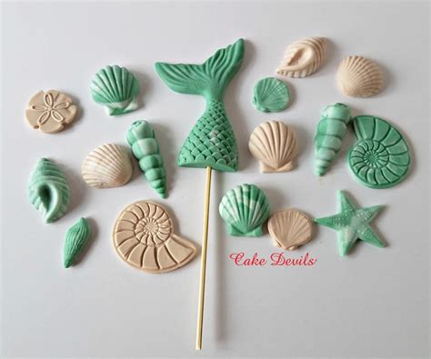 Mermaid Cake Topper Set Fondant Mermaid Tail Cake Topper Etsy