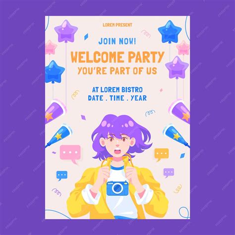 손으로 그린 환영 파티 초대장 무료 벡터
