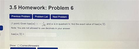 solved 3 5 ﻿homework problem 6 1 ﻿point ﻿given