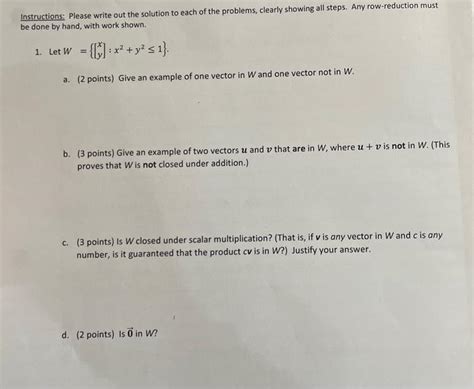 Solved Instructions Please Write Out The Solution To Each Chegg Com
