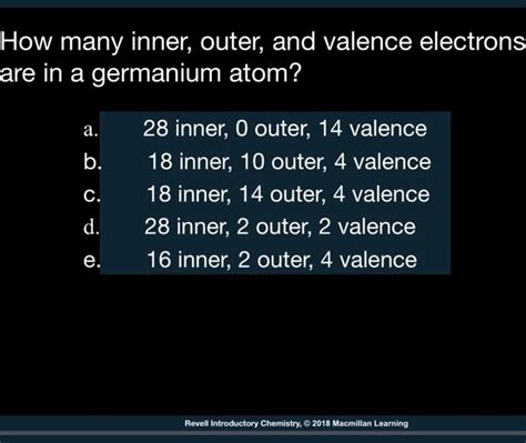 Solved How Many Inner Outer And Valence Electrons Are In A Chegg Com