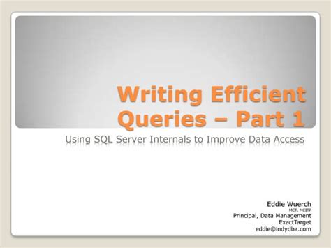 indy pass writing efficient queries part 1 indexing pptx