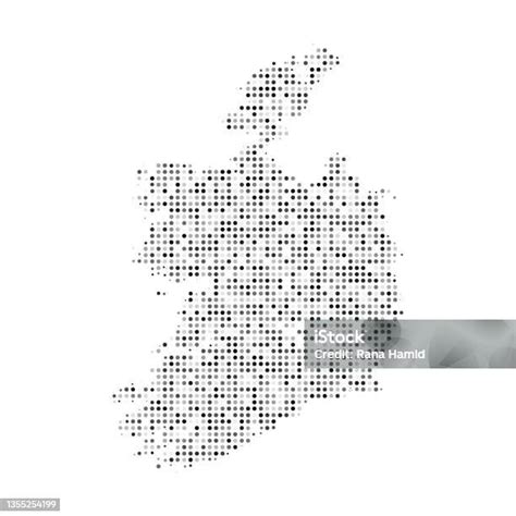 추상점 흑백 하프톤 효과 벡터 지도 아일랜드 공화국 컨트리 맵 디지털 점선 디자인 벡터 일러스트레이션 아일랜드 북유럽에 대한