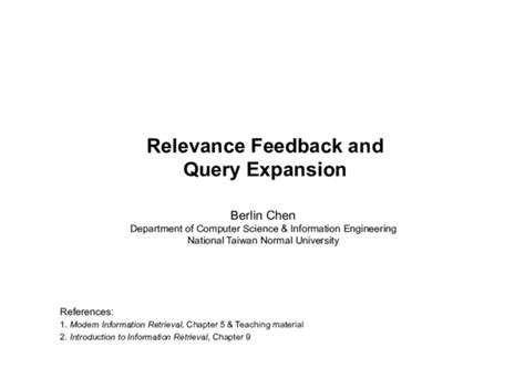 Pdf Relevance Feedback And Query Expansion