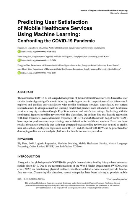 pdf predicting user satisfaction of mobile healthcare services using
