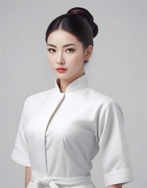 Alluring Woman In Elegant Spa Uniform High Quality Portrait Isolated On