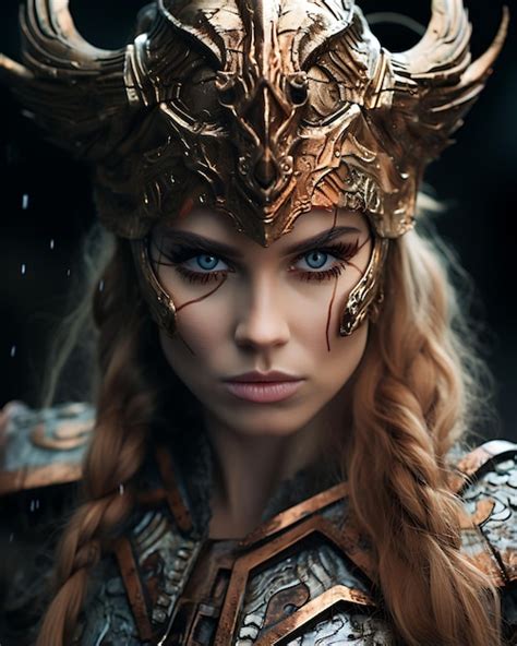 Premium Ai Image Illustration Of A Female Viking Warrior Merging The