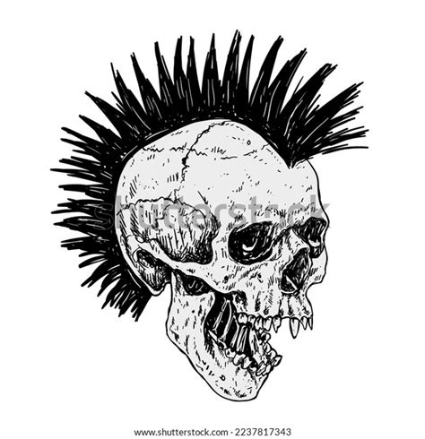 Punk Skull Mohawk Hair Stock Vector Royalty Free 2237817343 Shutterstock
