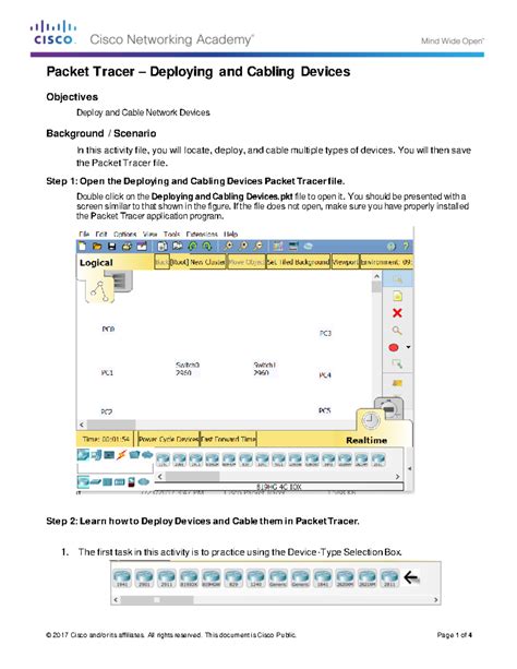 2 1 1 2 Packet Tracer Deploying And Cabling Devices Objectives Deploy And Cable Network