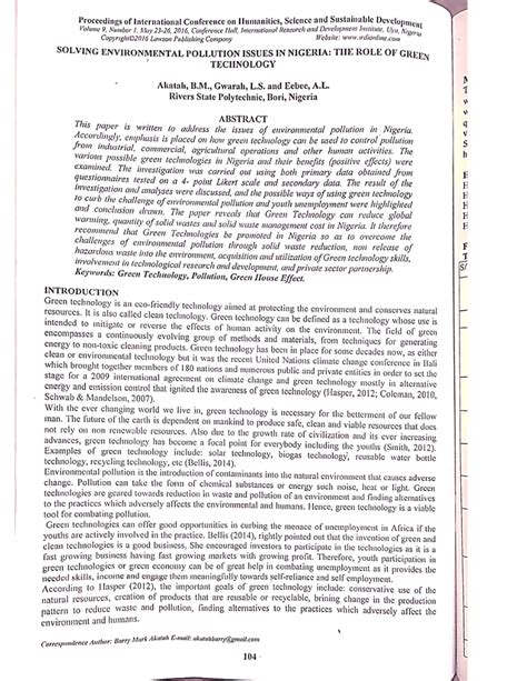 Pdf Solving Environmental Pollution Issues In Nigeria